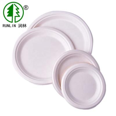 China Eco BRC Biodegradable Sugarcane Bagasse Plates Christmas Dinner Paper Plant Fibre for sale