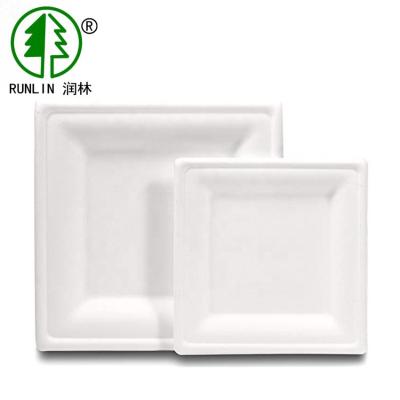 China 18g 20g Biodegradable Sugarcane Bagasse Plates Disposable Paper Tableware For Cake for sale
