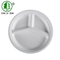 China Biodegradable disposable sugarcane fiber 3 compartments divided food tray for sale