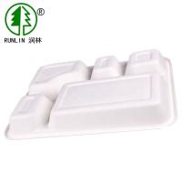 China Disposable 5 Compartments Sugarcane Eco Friendly School Lunch Tray for sale