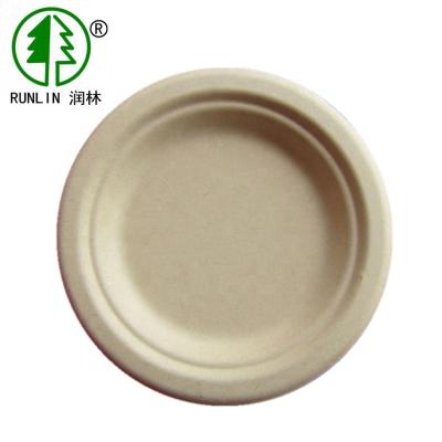 China White Hotel Disposable Biodegradable Sugarcane Bagasse Plates Unbleached Plant Fiber for sale
