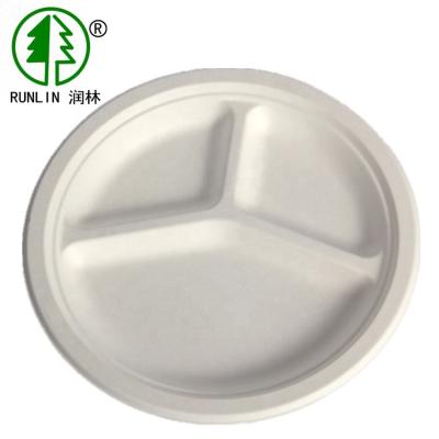 China Eco Friendly Compostable White Divided Round Plate Perfect for Parties for sale
