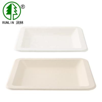 China Microwavable Sugarcane Bagasse Biodegradable Food Trays Eco Friendly Disposable Plates for sale