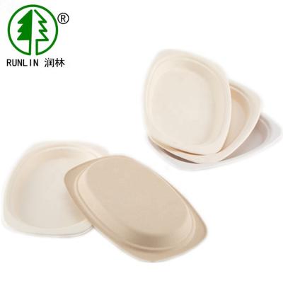 China Natural plant fiber oval shape biodegradable disposable plate for sale