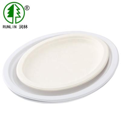 China Eco Friendly Biodegradable Factory Price Oval Shape Bagasse Plate for sale