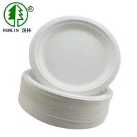 China Super rigid paper plates extra strength white disposable bagasse plates for sale