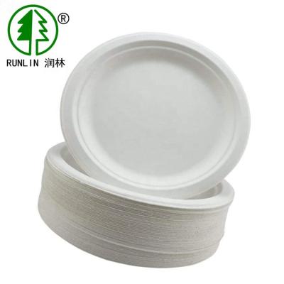 China Super rigid paper plates extra strength white disposable bagasse plates for sale