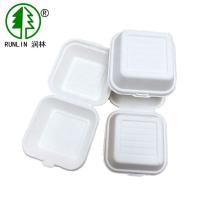 China Disposable biodegradable bagasse takeaway hamburger box template for sale