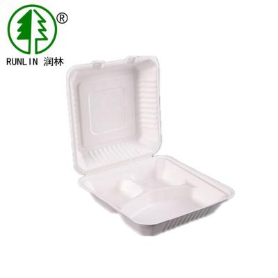 China Eco-friendly sugarcane fiber disposable dishware microwave lunch boxes for sale