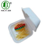 China Unbleached biodegradable bagasse pulp takeaway food container for sale