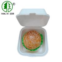 China Unbleached natural plant fiber white sugarcane pulp hamburger box for sale