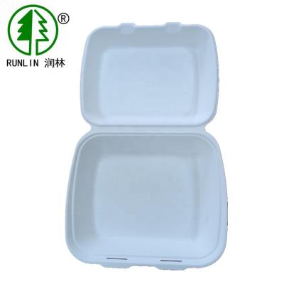 China 9''X7'' Sugarcane Bagasse Clamshell Box  Recyclable Biodegradable Takeaway Food Containers for sale
