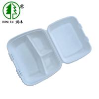 China Biodegradable Food Packaging Bagasse Clamshell Box 9 X 7in 3 Compartments Compostable Pulp for sale
