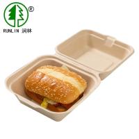 China Biodegradable Disposable Tableware Plant Fiber Clamshell for hamburger packaging for sale