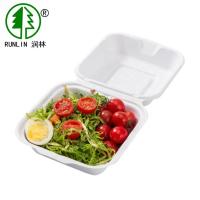 China Biodegradable Disposable Meal Box Sugarcane bagasse Fiber Pulp Clamshell Box for sale