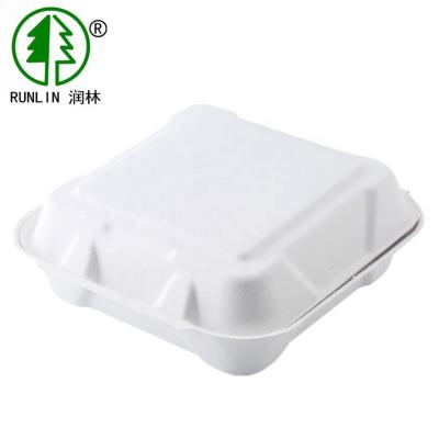 China Compostable Bagasse Take Away Disposable Burger Boxes 6in Biodegradable Food Containers for sale
