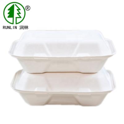 China 100 Natural Renewable Bagasse Clamshell Box Meal Prep Containers Eco Friendly for sale