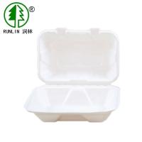 China Pulp Molding Minimalist Bagasse Clamshell Box Biodegradable Disposable Lunch Box for sale