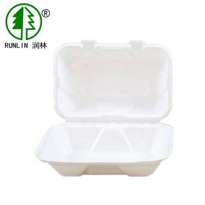 China Pulp Molding Minimalist Bagasse Clamshell Box Biodegradable Disposable Lunch Box for sale