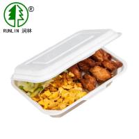 China Bio Two Compartments Bagasse Clamshell Box Eco Friendly Takeaway Food Containers for sale