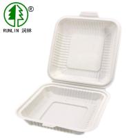 China White Bagasse Clamshell Box Compostable Eco Friendly Disposable Food Containers for sale