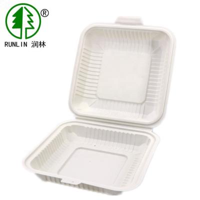 China White Bagasse Clamshell Box Compostable Eco Friendly Disposable Food Containers for sale