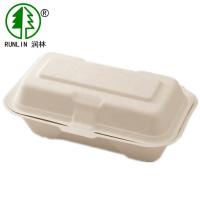 China Plant Fiber White Bagasse Clamshell Box Biodegradable Microwavable Food Containers for sale