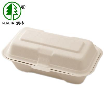 China Plant Fiber White Bagasse Clamshell Box Biodegradable Microwavable Food Containers for sale