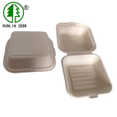 China Sugarcane Bagasse Microwavable Compostable Takeaway Packaging Biodegradable Hamburger Box for sale