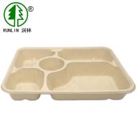 China Degradable Biodegradable Food Trays 5 Compartments Bagasse Paper Pulp Moulded for sale