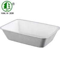 China Biodegradable Lunch Plant Fiber Sugarcane Rectangular Food Tray For Schools for sale