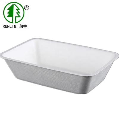 China Biodegradable Lunch Plant Fiber Sugarcane Rectangular Food Tray For Schools for sale