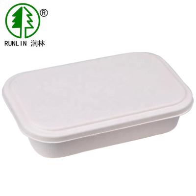 China 2 Compartment Bagasse Food Containers Pulp Eco Friendly Disposable Food Packaging for sale