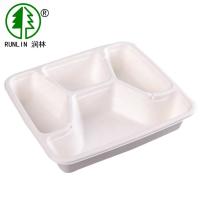 China Recyclable Akeaway Bagasse Pulp Eco Friendly 5 Compartment Serving Lunch Trays for sale