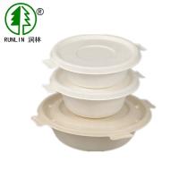 China Paper Soup FDA Plant Fiber Biodegradable Sugarcane Bagasse Bowls With Lids Microwaveable for sale