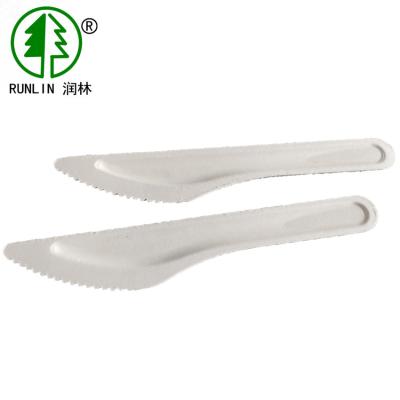 China 6.5in Takeaway Knife Disposable Kitchen Utensils Sugarcane Bagasse Disposable Butter Knife for sale