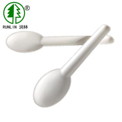 China 6in Biodegradable Mini Dessert Spoons Disposable Individually Wrapped Compostable Cutlery for sale