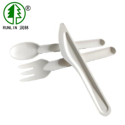 China Unfolded Bagasse Cutlery For Wedding Camping Environmentally Friendly Disposable Utensils for sale