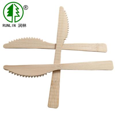 China Smooth Surface Compostable Bamboo Cutlery 170mm Wooden Flatware Set Knife For Meat for sale