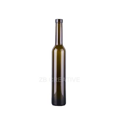 China 375ml Antique Green Flint Slim Ice Wine Glass Bottle Bar Top 500g 4315C for sale