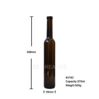 China 375ml Antique Green Flint Slim Ice Wine Glass Bottle Bar Top 500g 4315C for sale