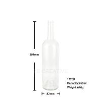 China Tapered Bordeaux Bulk Empty Wine Bottles 750ml Cork Closure Reserve 610g 1726K-7 for sale