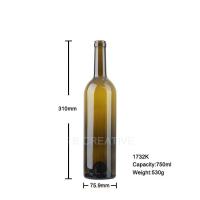 China 750ml Cork Finish Bordeaux Bottles 530g Standard Weight for Bulk Winery Supply (1732K) for sale