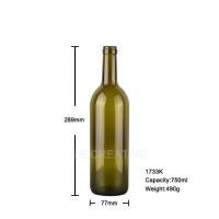 China 750ml Cork Finish Bordeaux Bottles 490g Mid-range Weight for Bulk Winery Supply (1733K-1) for sale