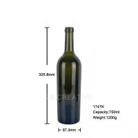 China Heavy Tapered Bordeaux Shaped Bottle Cork Closure 750ml Icon Wine 1200g 1747K for sale