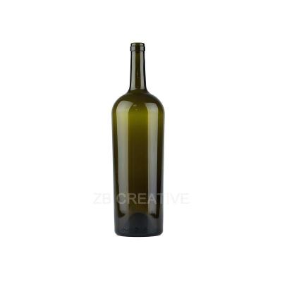 China 1500ml Tapered Magnum Green Bordeaux Wine Bottles Cork Finish For Grand Reserve 920g 1937K-2A for sale