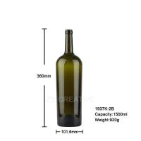 China Cork Closure Grand Reserve Empty Wine Glass Bottle 1500ml Bordeaux 920g 1937K-2B for sale