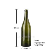 China Classic Slope Shoulder Burgundy Glass Bottle Cork Closure 750ml Pinot Noir 560g 2709K-2 for sale