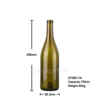 China Burgundy Style Wine Bottles With Cork Top 750ml For Pinot Noir & Spirits 400G 2709K-7A for sale