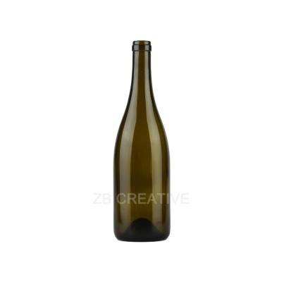 China Prestige Glass Burgundy Wine Bottle 750ml Cork Top For Reserve Wine 600g 2745K for sale